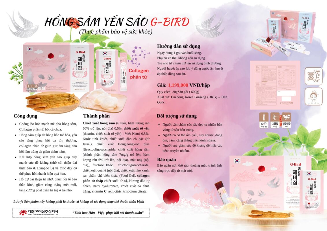 Hồng sâm Yến sào G-BIRD - Nâng tầm sức khỏe với sự kết hợp hoàn hảo